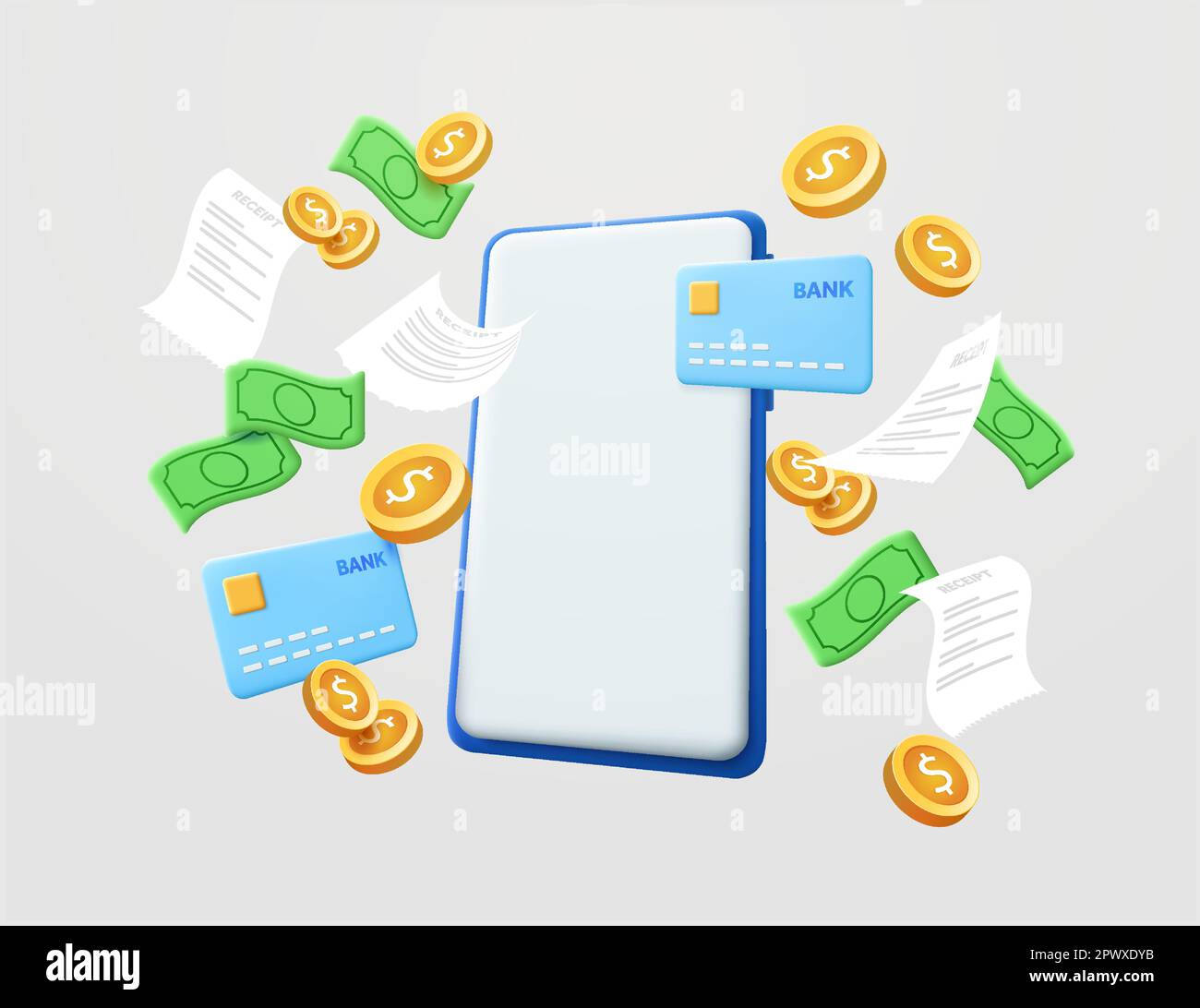 Banking online payments icon concept, payments bill receipt and money ...