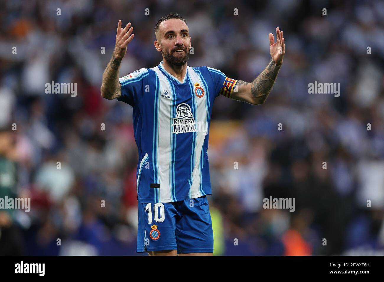 BARCELONA, SPAIN - APRIL 30: Sergi Darder of RCD Espanyol celebrates ...