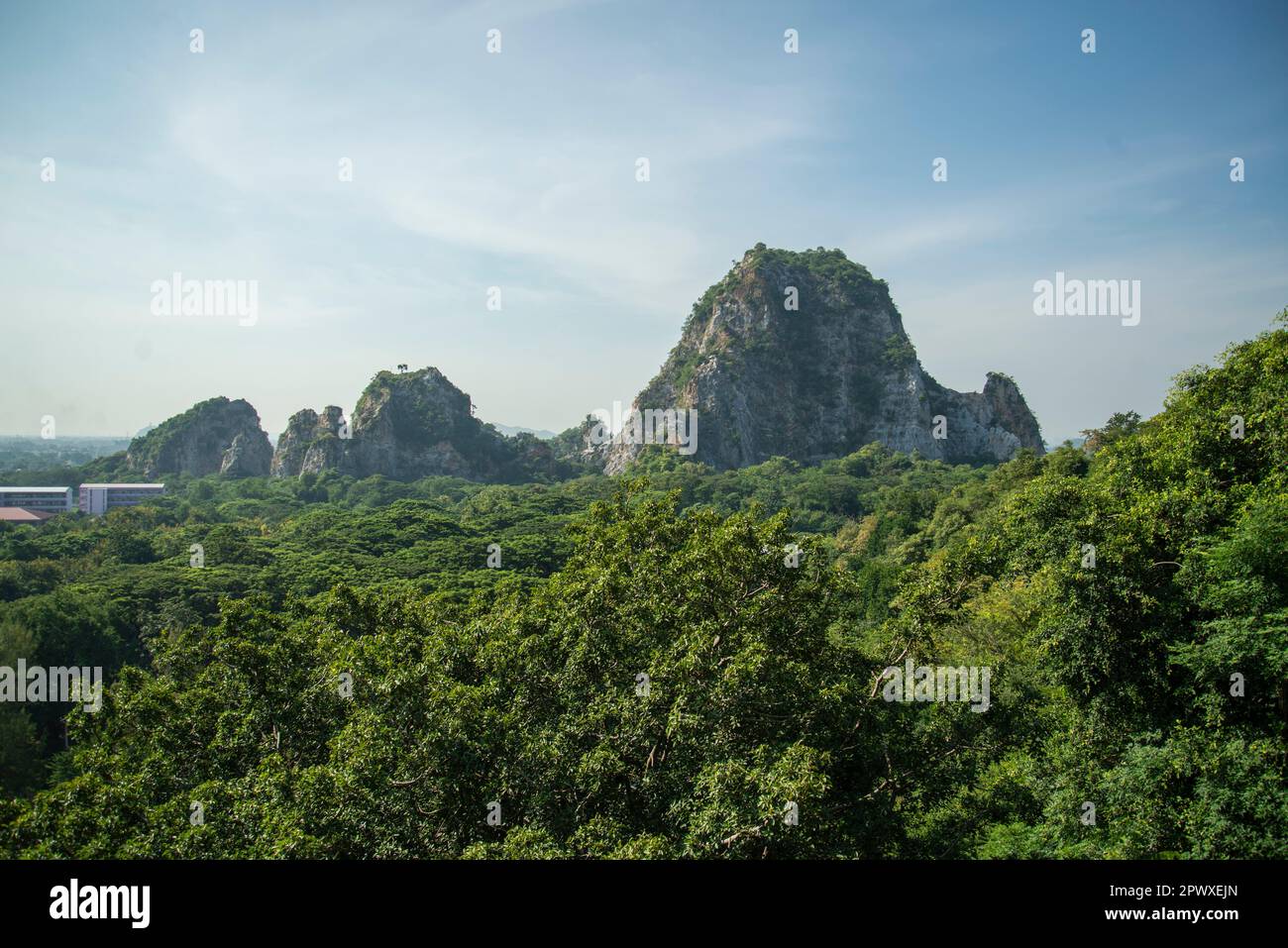 a view at the Wat and Cave of Tham Khao Ngu Cave at the Khao Ngu ...