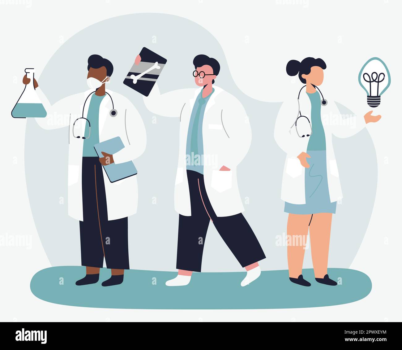 Medical workers team doctor with x-ray and doctor lamp idea Stock ...