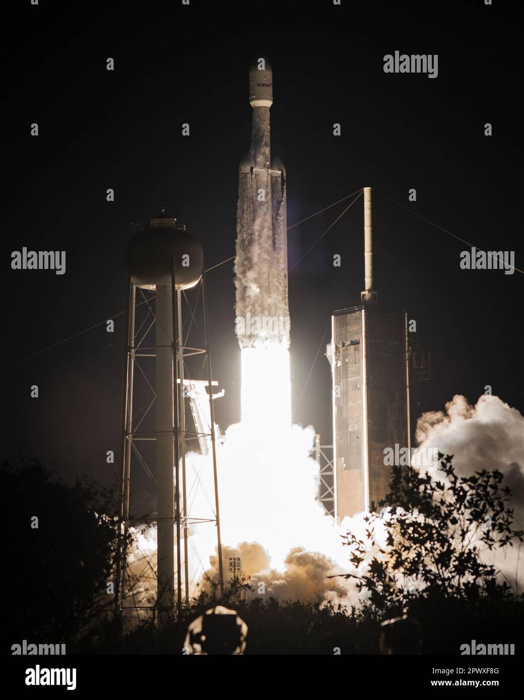 A Spacex Falcon Heavy Rocket Launches The Viasat 3 Americas Satellite
