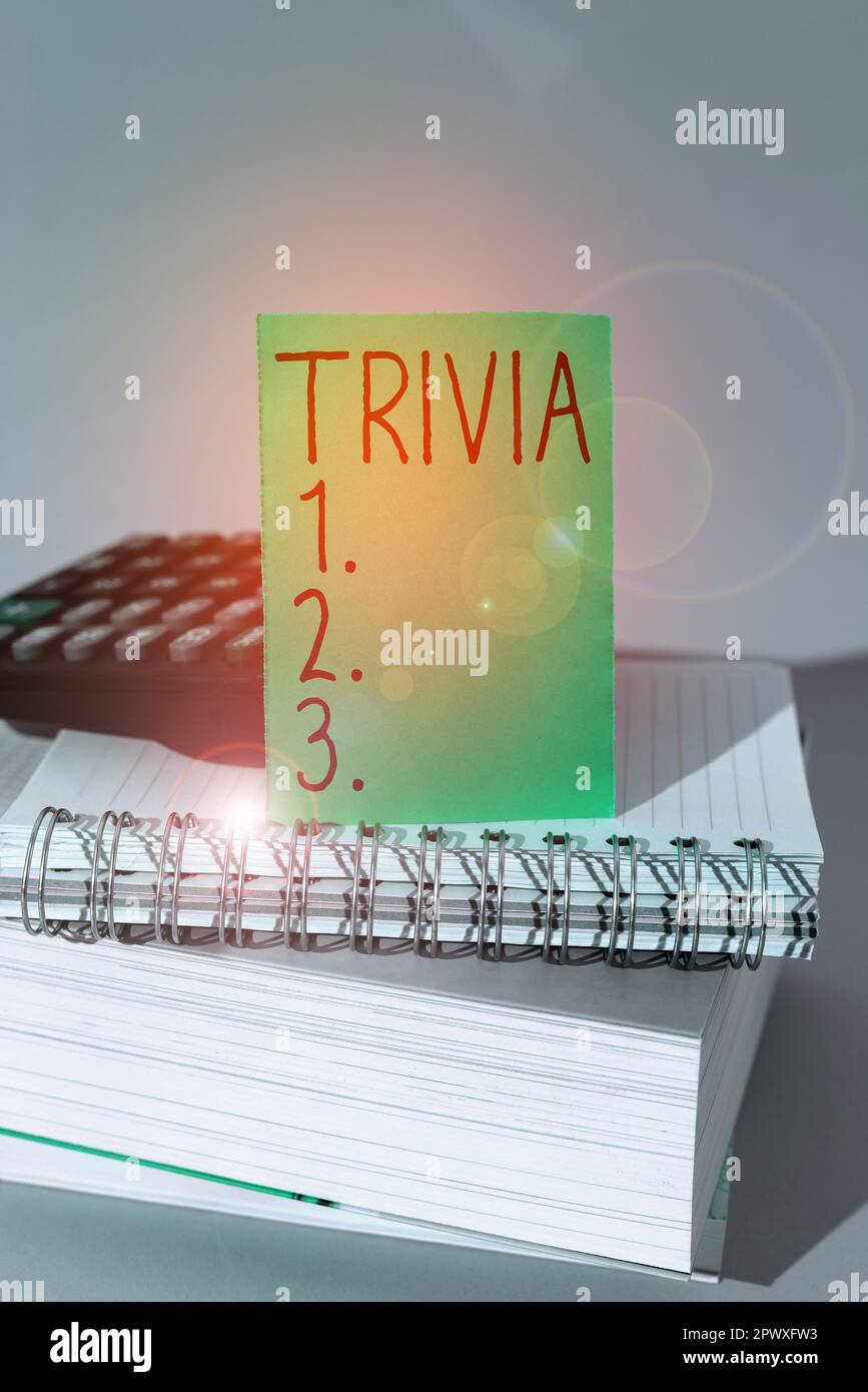 Text caption presenting Trivia, Concept meaning details considerations ...