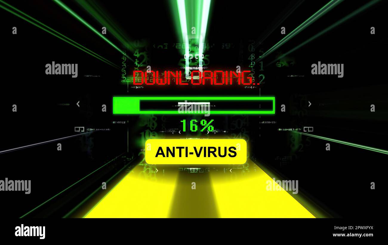 Downloading antivirus progress bar on the screen Stock Photo - Alamy