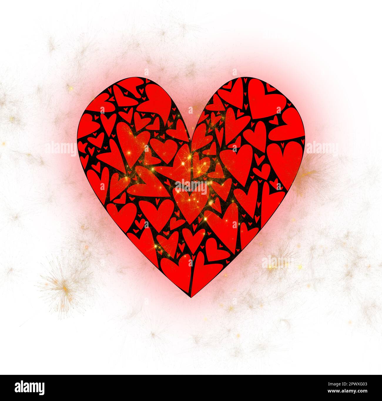 A large romantic heart made up of several smaller hearts against a ...