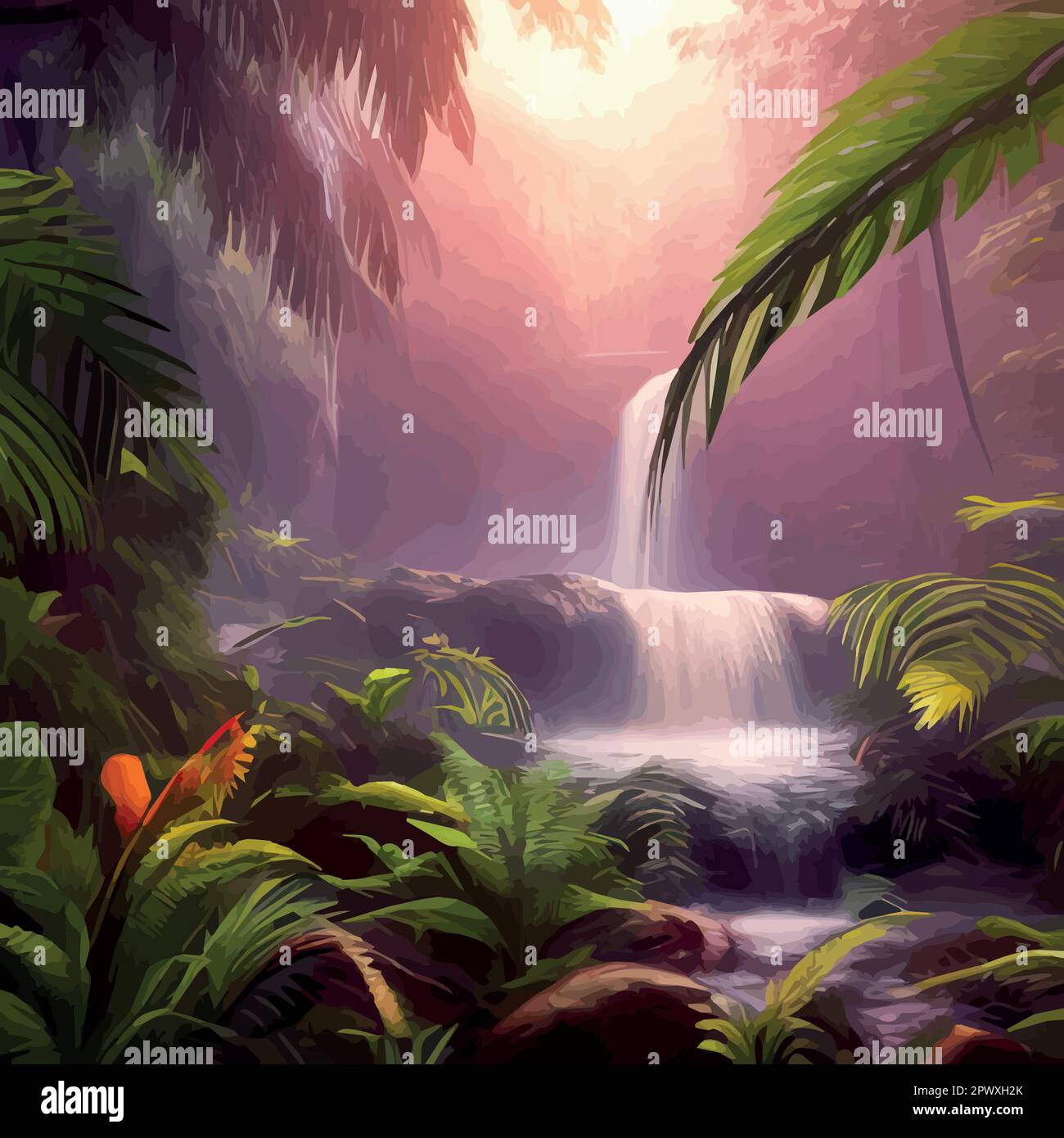 Beautiful Waterfall In Deep Rainforest Like Heaven Jungle With Wildlife Waterfall Landscape