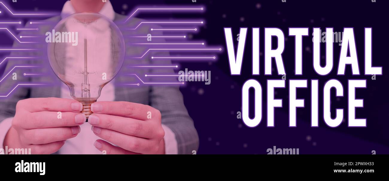 Inspiration showing sign Virtual Office, Word Written on Mobile work ...