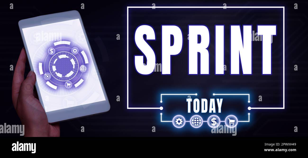 Sign displaying Sprint, Business concept to move at top speed ...