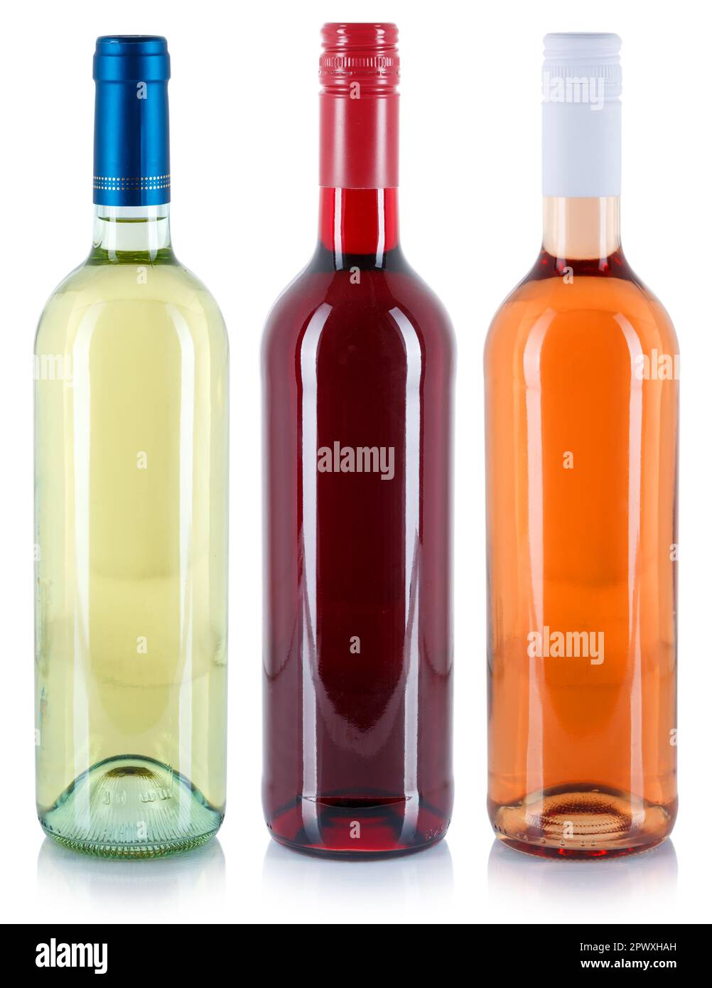 Wine bottle white red rose alcohol drink isolated on a white background ...