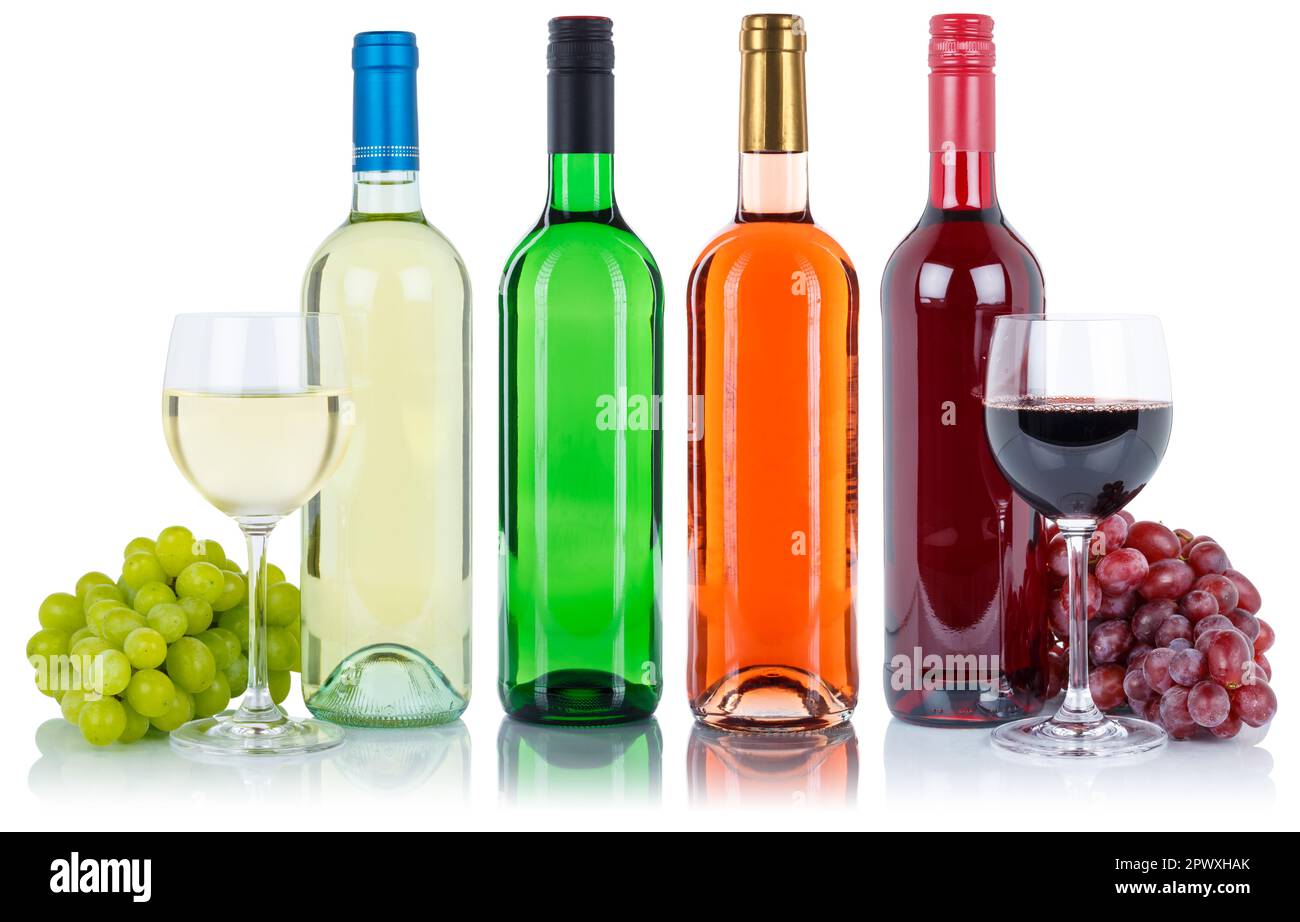 Wine tasting wines bottle grapes isolated on a white background Stock ...
