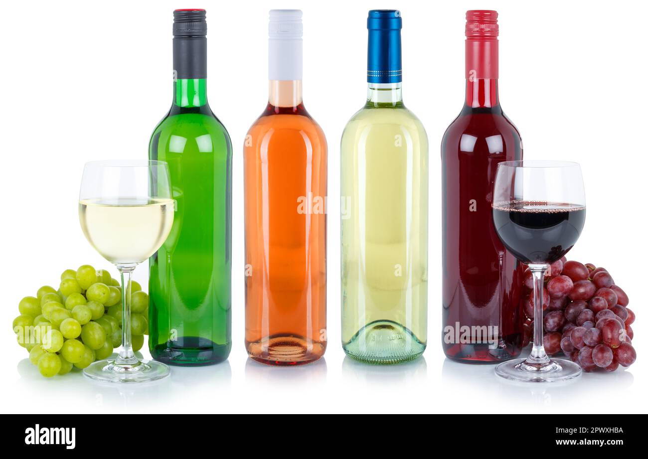 Wines wine tasting red white rose alcohol isolated on a white ...