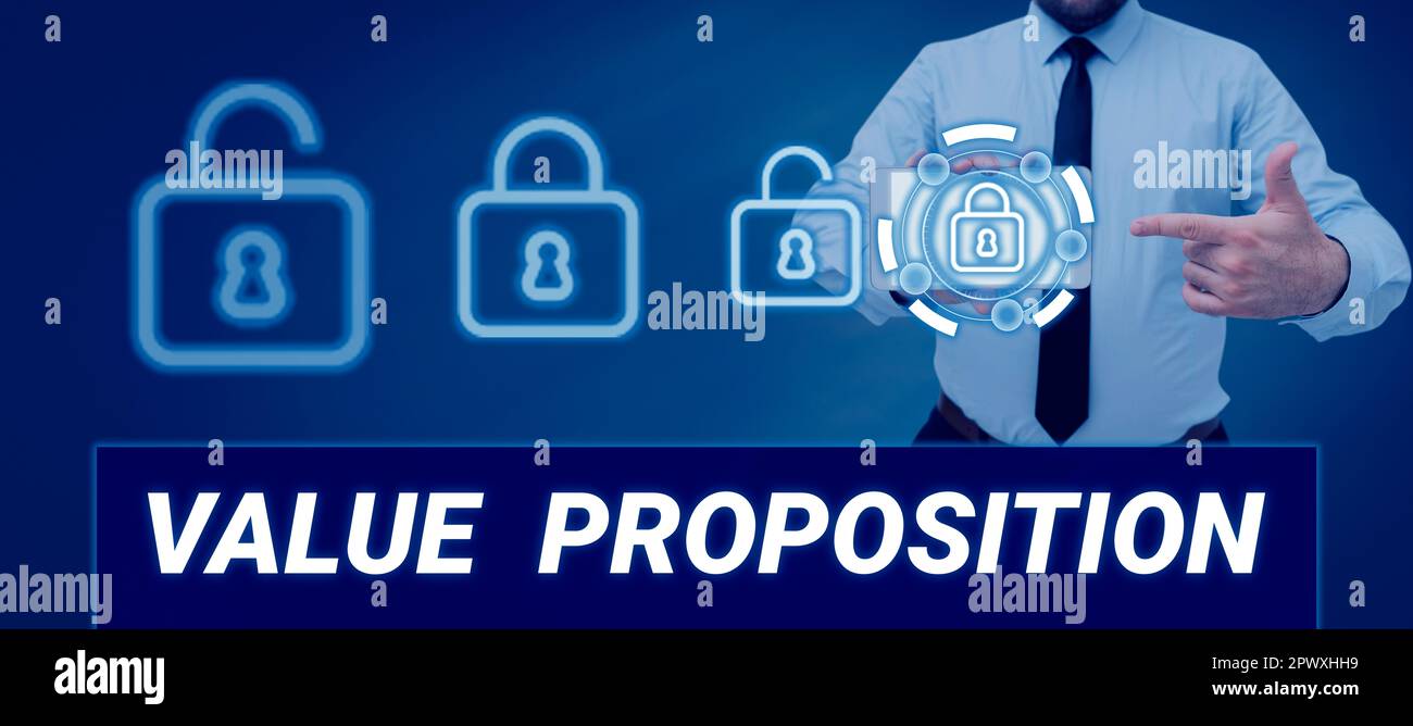 Text caption presenting Value Proposition, Word for service make ...