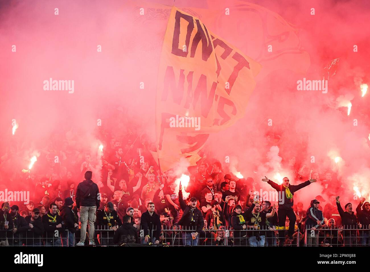 Football smoke bombs hi-res stock photography and images - Alamy