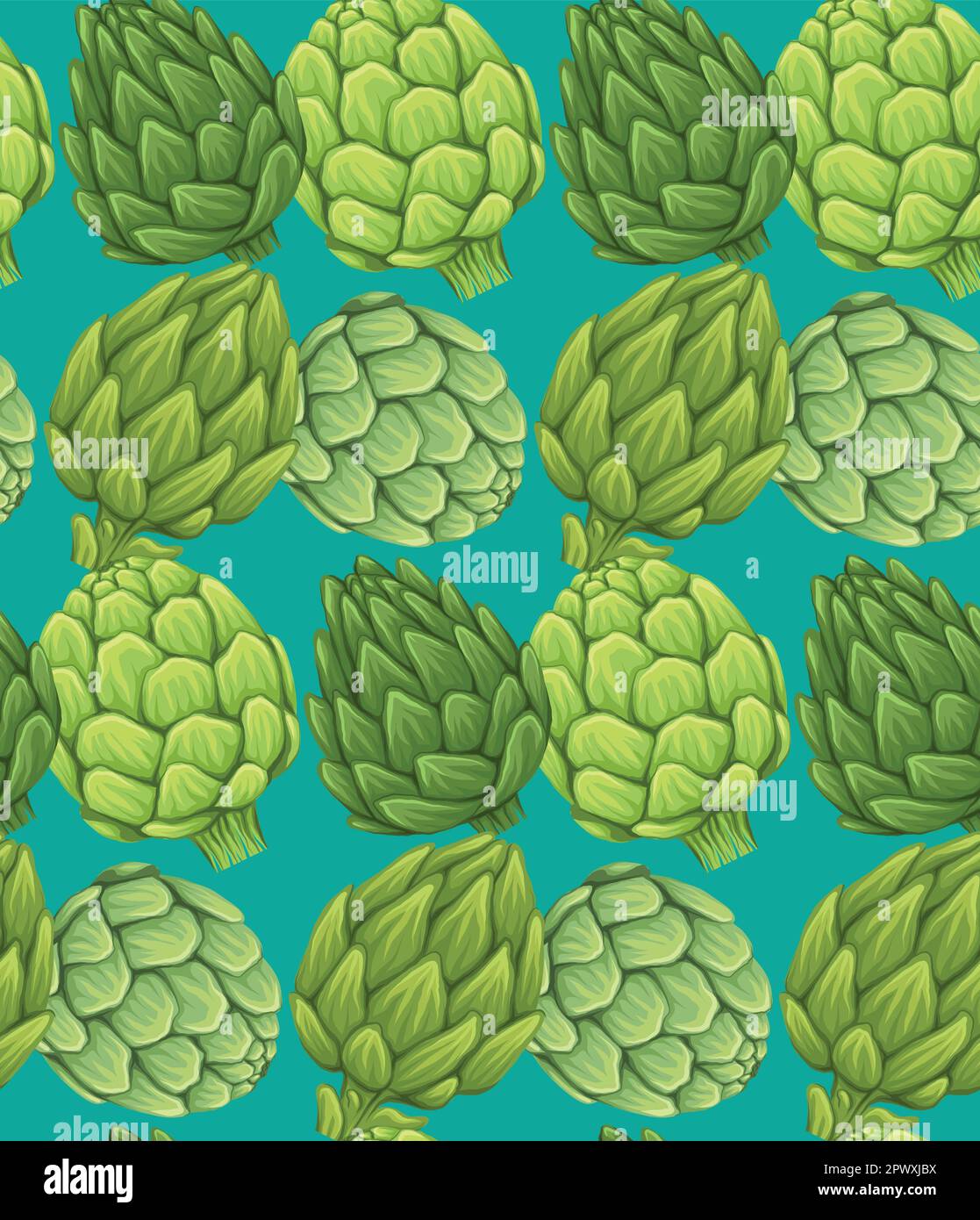 Vector seamless pattern with artichokes on blue background. Texture ...