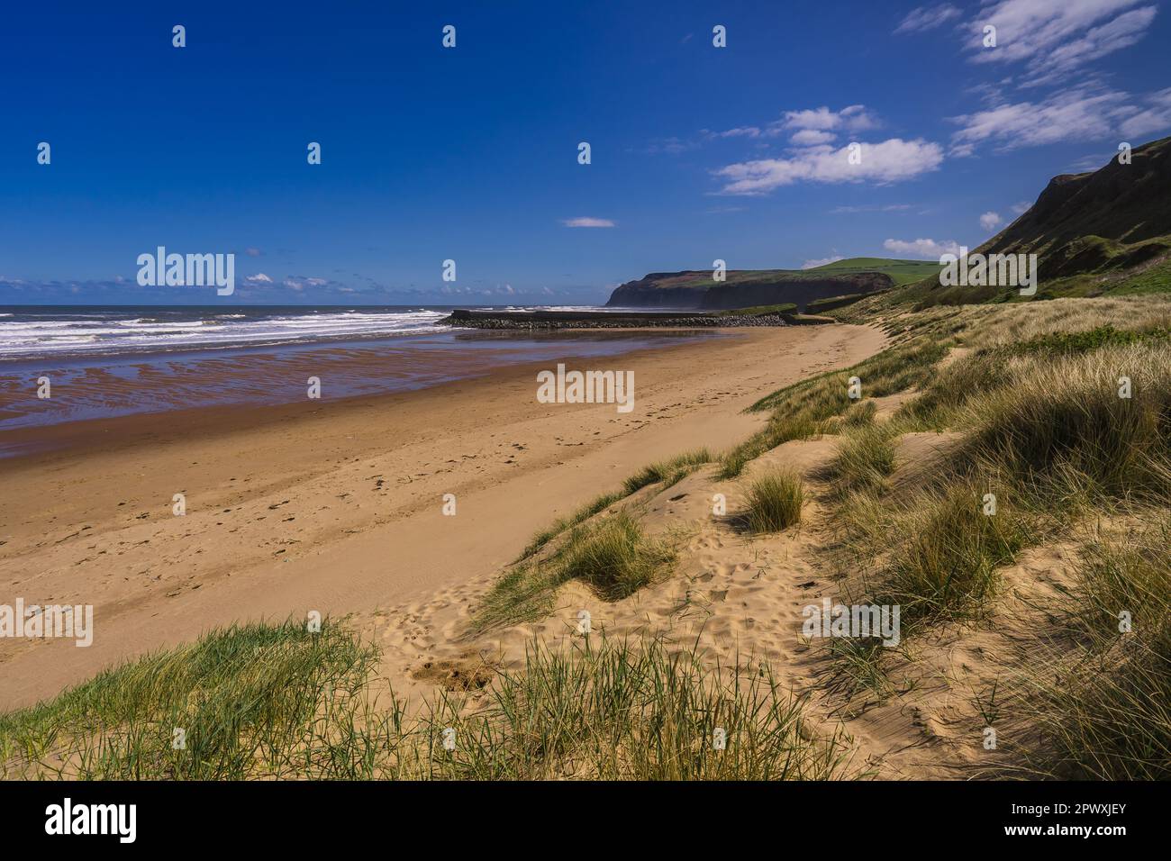 Looking down at Cattersty Sands from a view point in the sand dunes ...