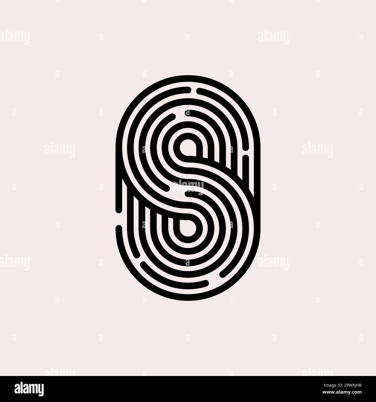 Security logo, letter s, security agency logotype with fingerprints ...