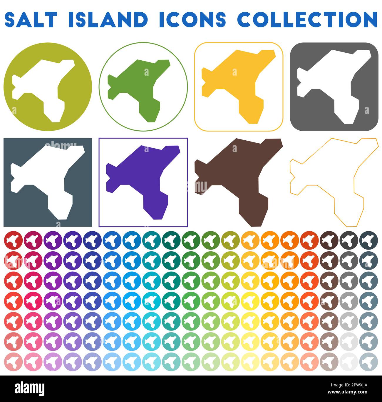 Salt Island icons collection. Bright colorful trendy map icons. Modern ...