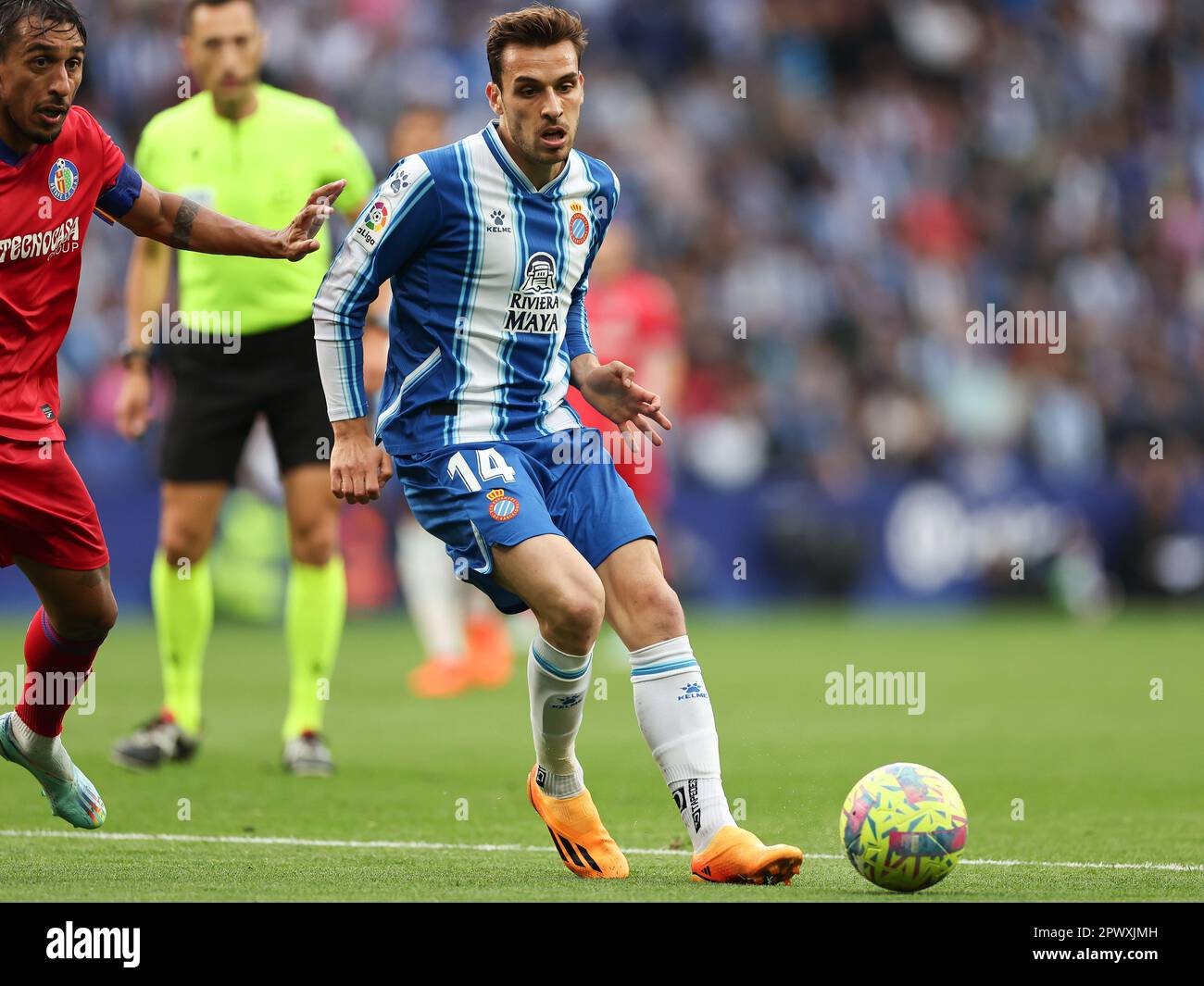 BARCELONA, SPAIN - APRIL 30: Brian Olivan of RCD Espanyol in action ...