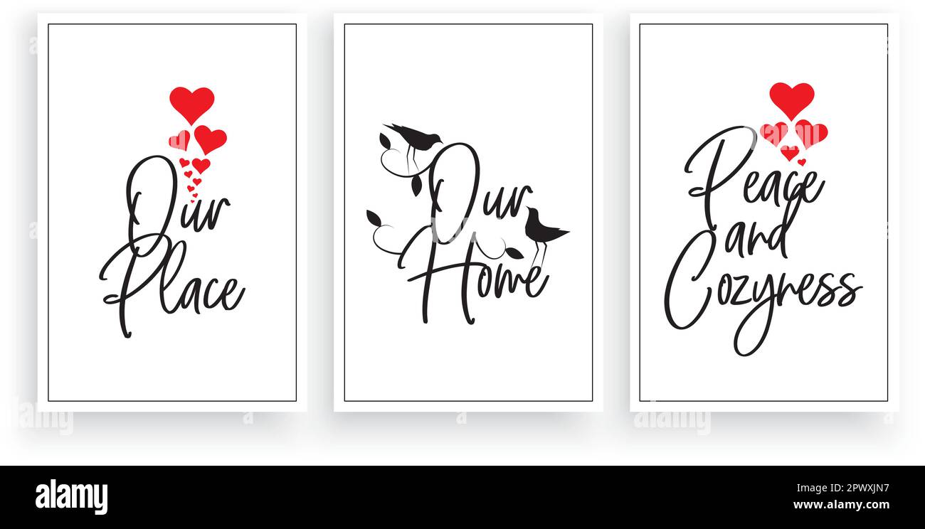 Our Place Our Home Peace and Cozyness, vector. Wall decoration, art ...