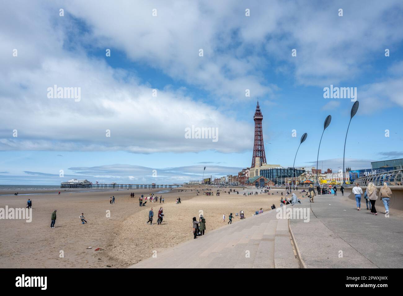 BLACKPOOL MAY 1 2023: Blackpool's World Famous Tower and tourists and ...
