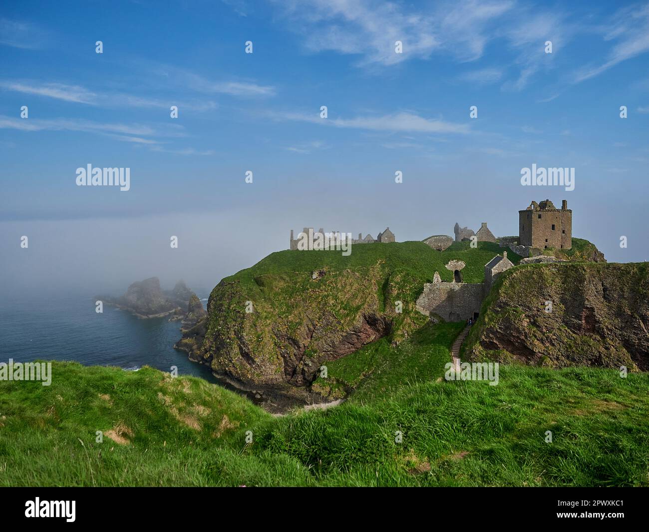Dunnattor Castle, Scotland - 05 21 2018: Dunnottar Castle sitting high ...
