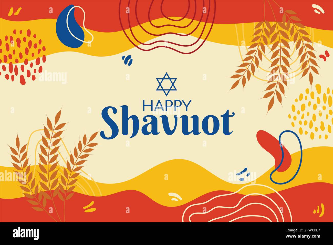 Happy Shavuot Horizontal Background Vector Illustration. Traditional ...