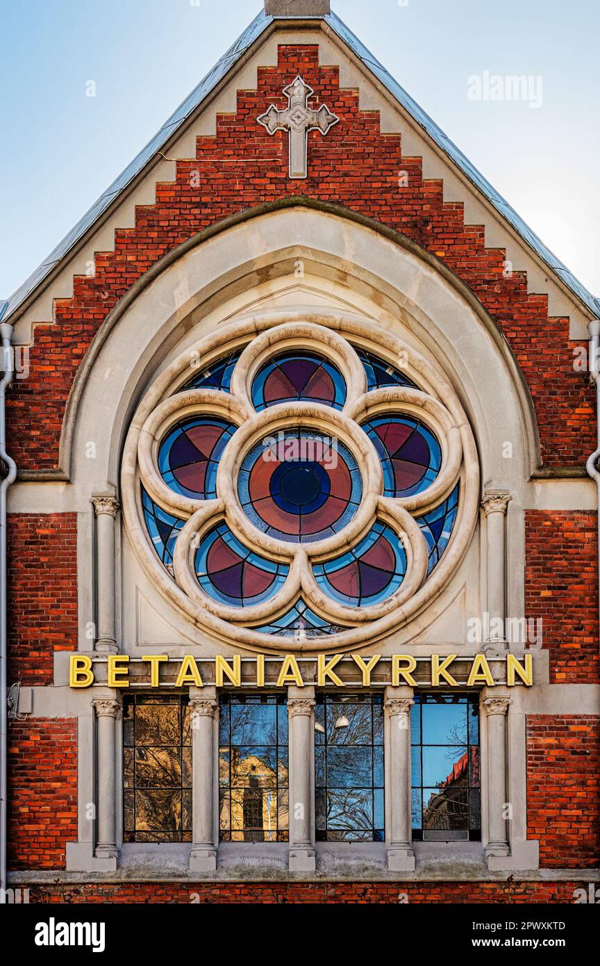 MALMÖ, SWEDEN - APRIL 02, 2023: The rosetta window of the betaniakykan ...
