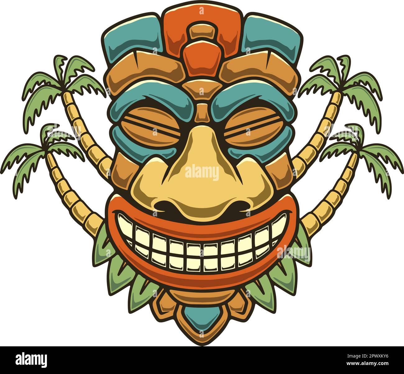 Traditional Polynesian Tiki Idol Illustration Of Tribal Tiki Mask Design Element For 
