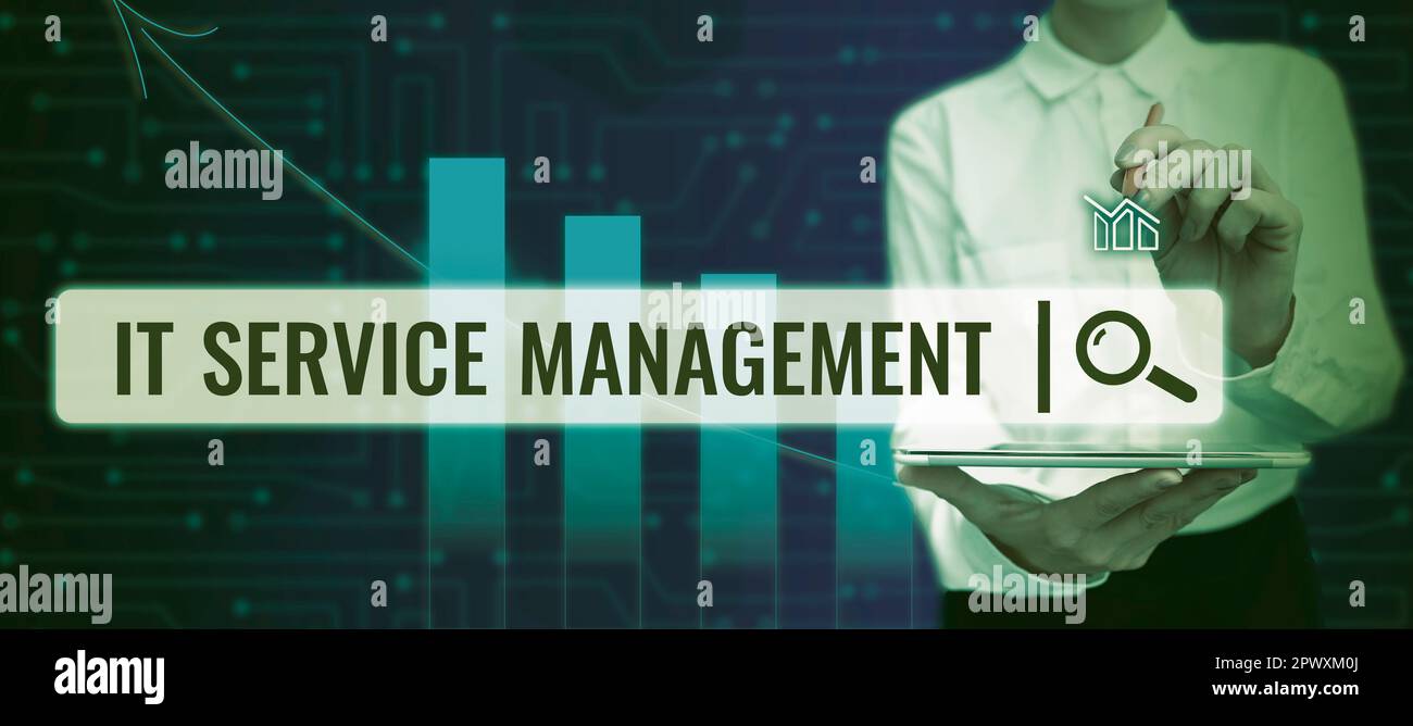 Sign displaying It Service Management, Concept meaning the process of aligning enterprise IT ...