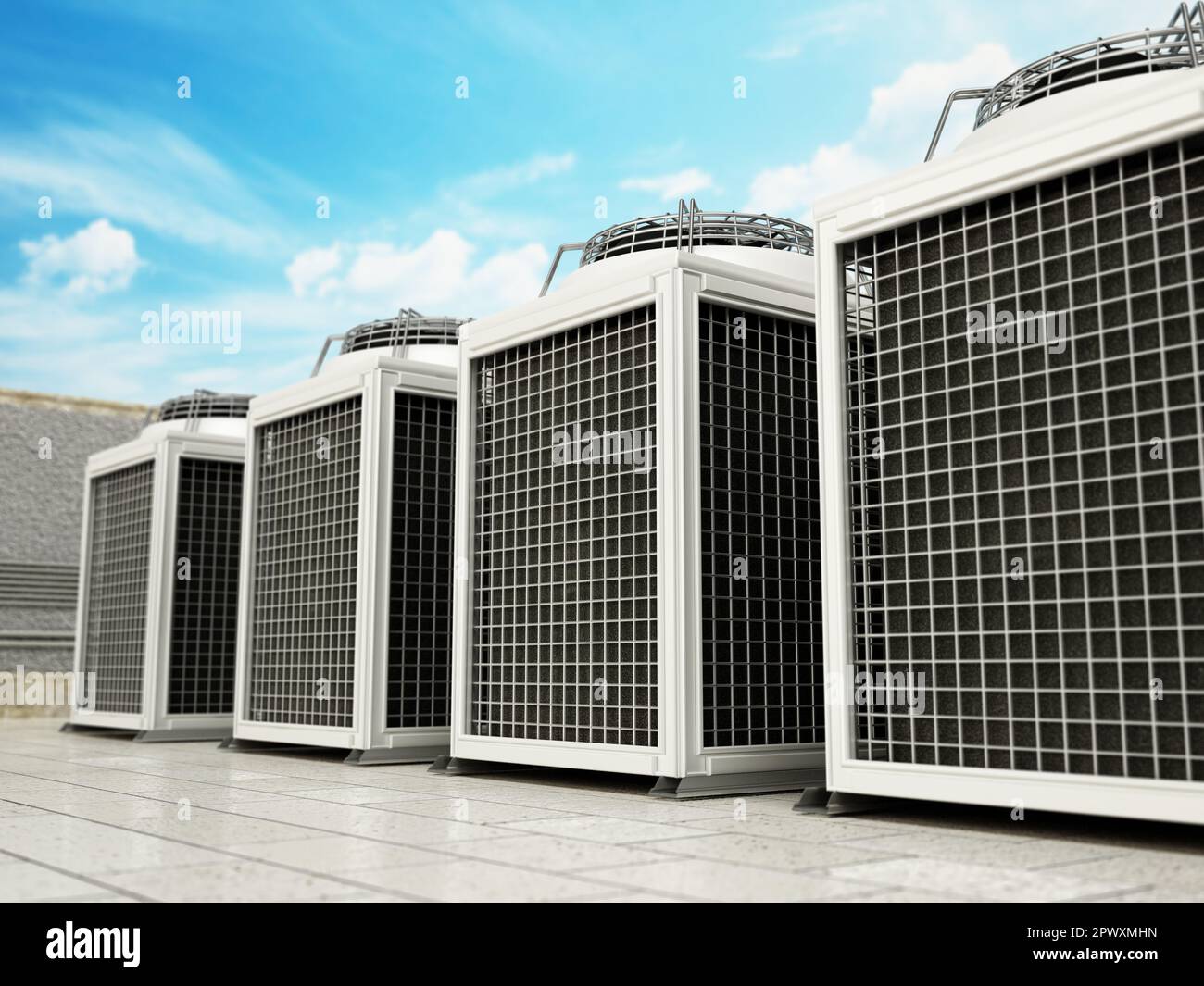 Industrial air conditioner unit isolated on white background. 3D ...