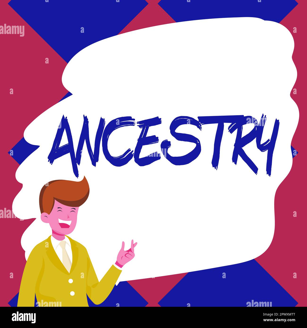 Text sign showing Ancestry, Word Written on the history or ...