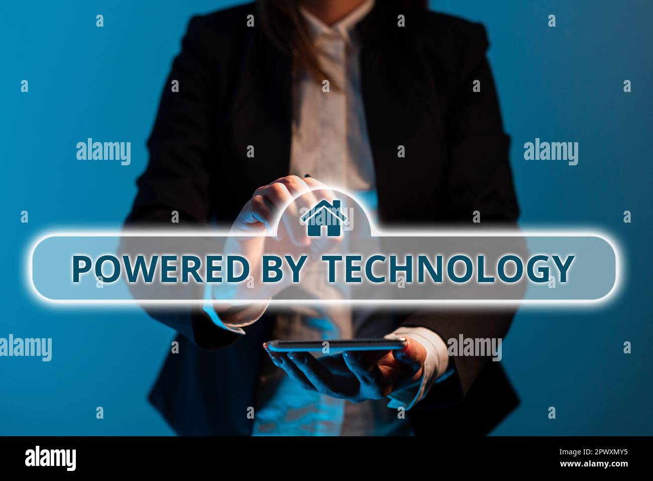 Handwriting text Powered By Technology, Internet Concept Breakthrough ...