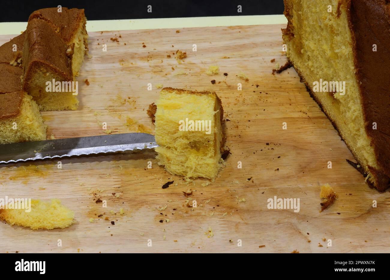knife and cut with a slice of PANDORO the typical sweet of the Italian ...