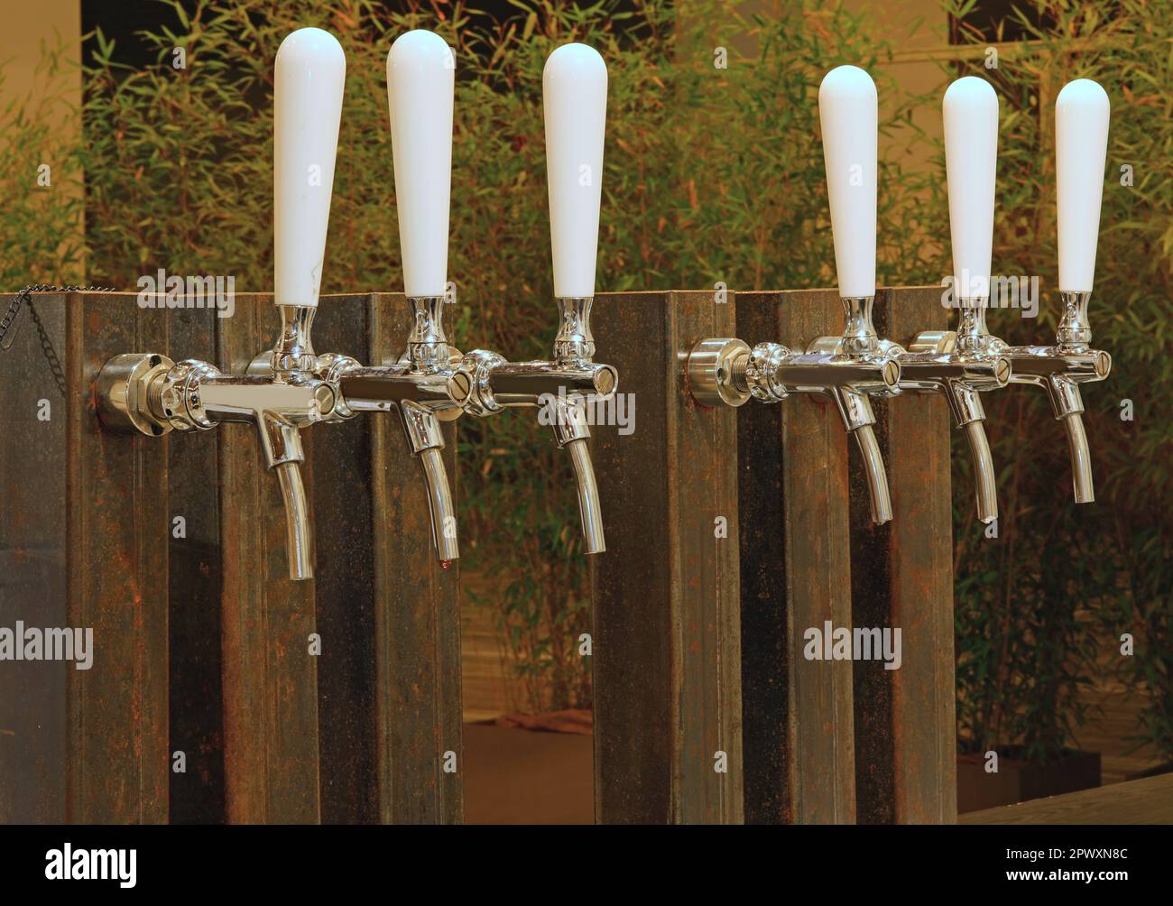 many taps for tapping beer in the beer with no people Stock Photo - Alamy