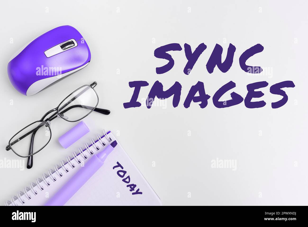 Sign displaying Sync Images, Concept meaning Making photos identical in ...