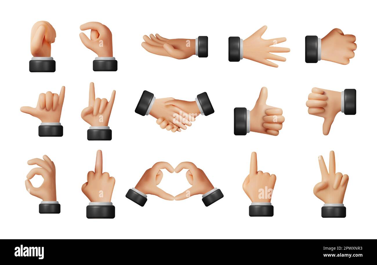 3d Set of Realistic Hands Gestures Stock Vector Image & Art - Alamy