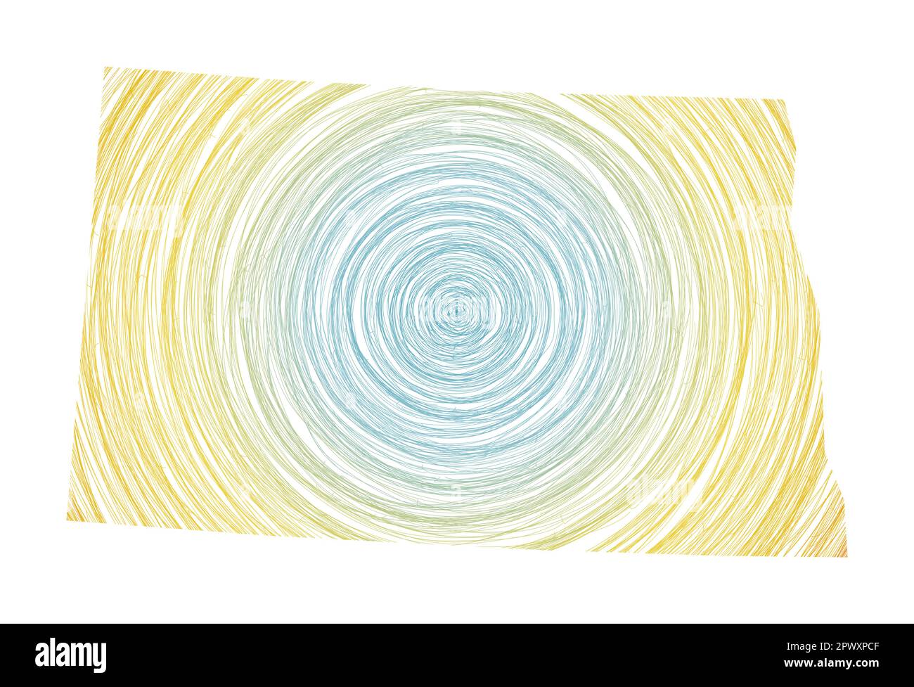 North Dakota map filled with concentric circles. Sketch style circles ...