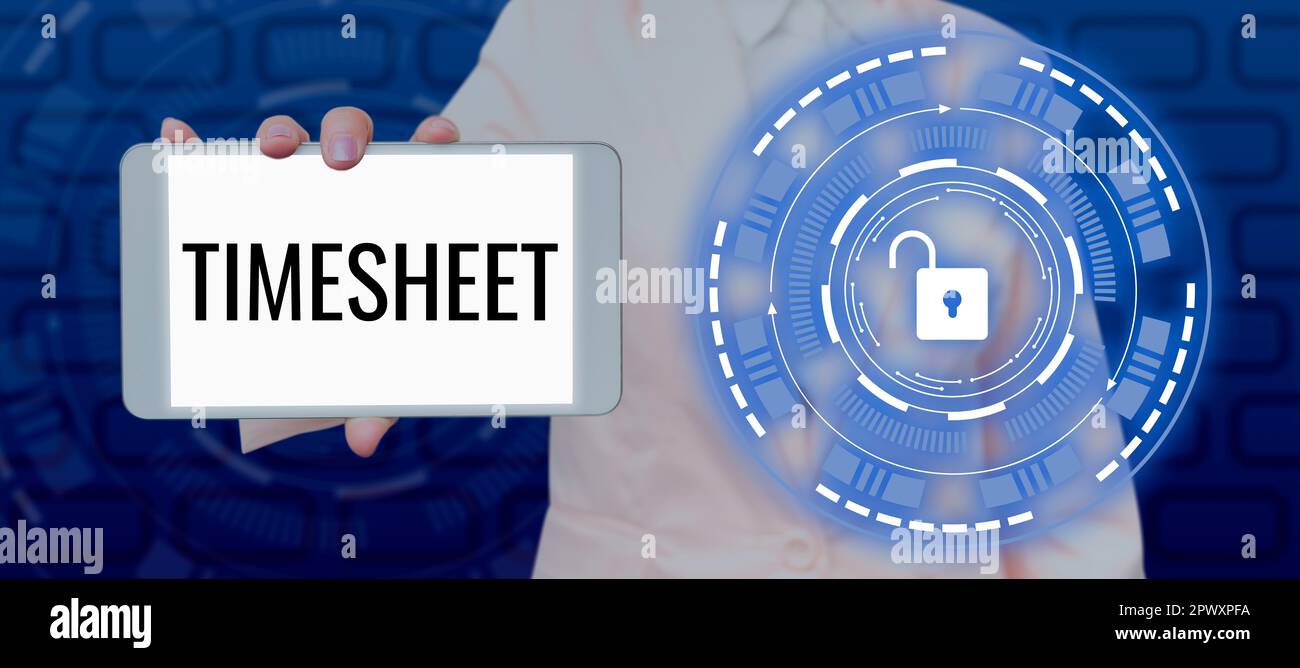 Conceptual caption Timesheet, Conceptual photo graphical representation ...