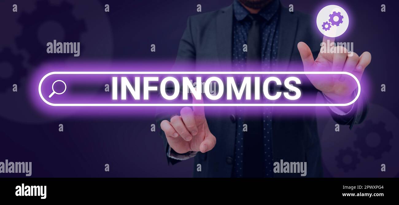 Text caption presenting Infonomics, Concept meaning visual image used ...