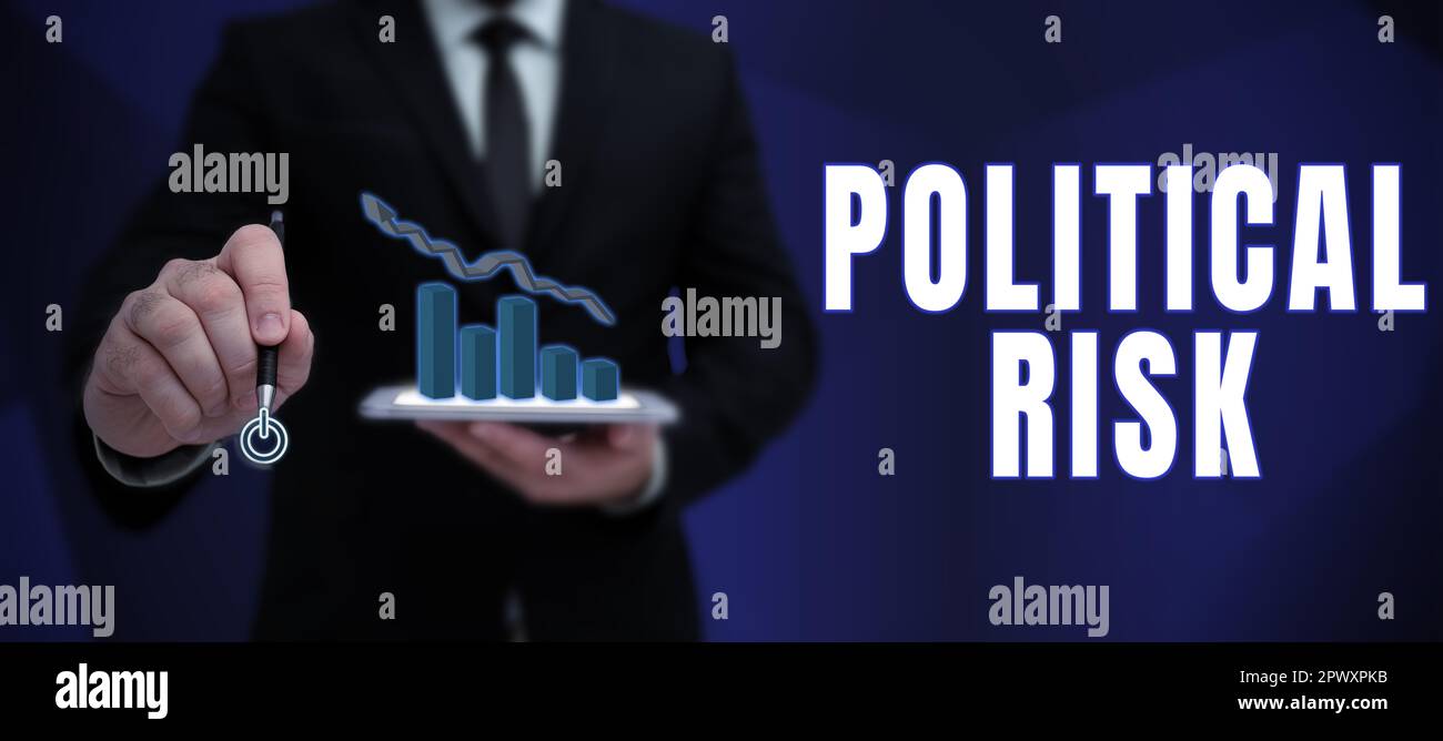 Text caption presenting Political Risk, Business overview ...