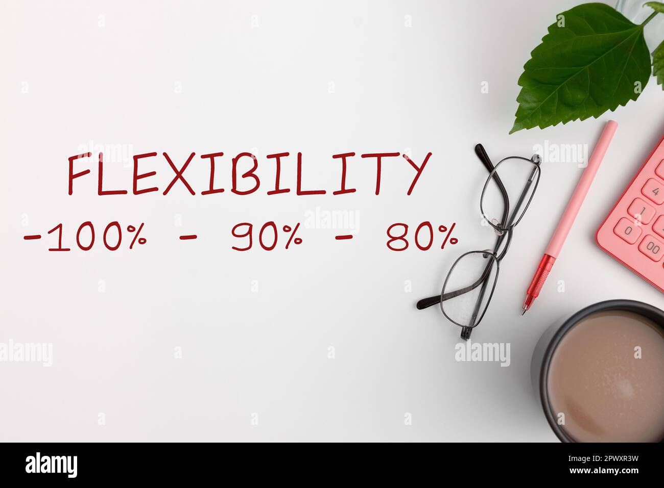 Text caption presenting Flexibility 100 90 80 , Word for How much ...