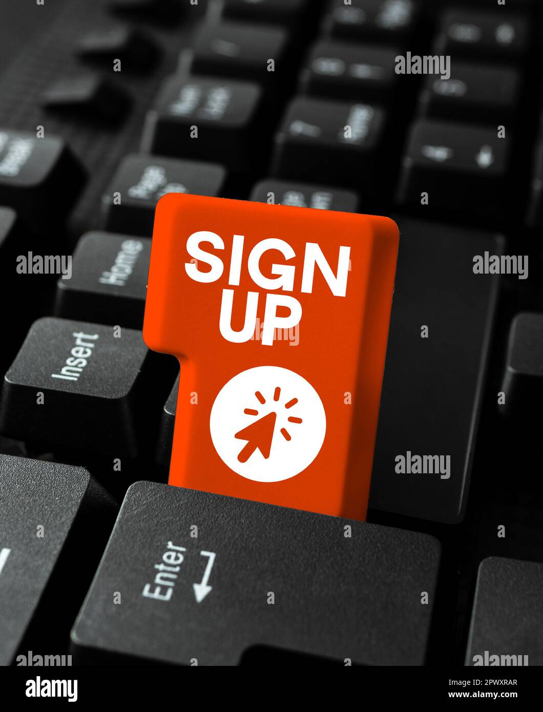 Writing displaying text Sign Up, Business overview use your information ...