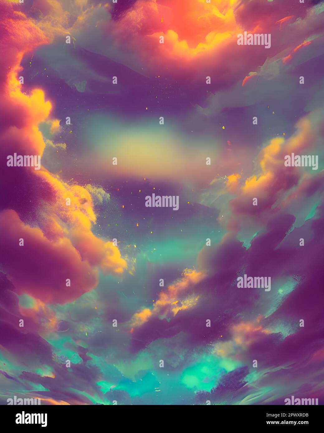 Aesthetic template dreamy cloud banner dreamy. 3D render of sky and ...