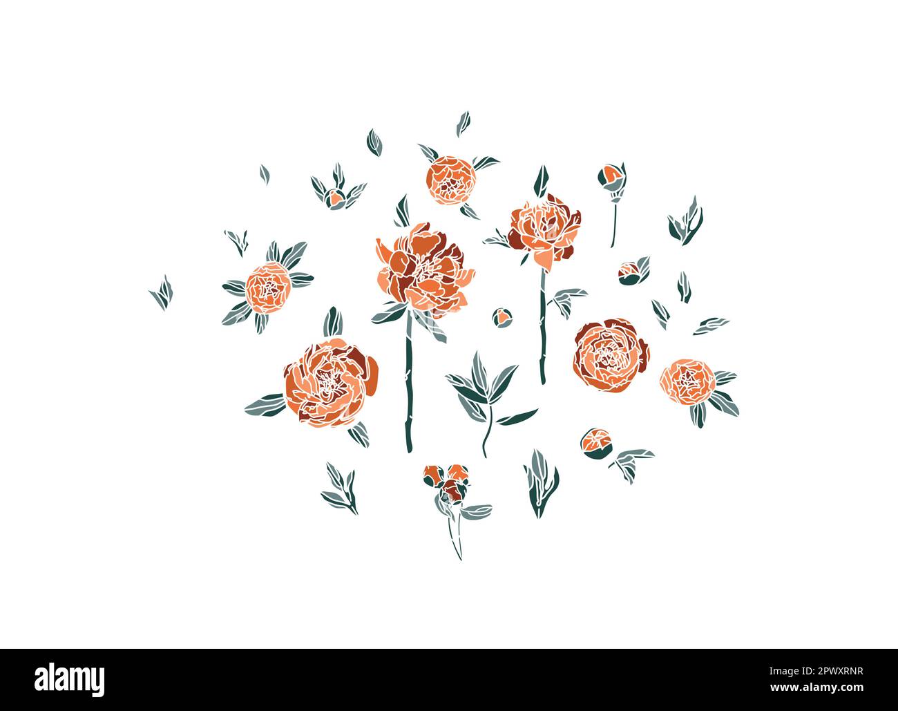 Hand drawn vector abstract graphic illustration set with elements of ...