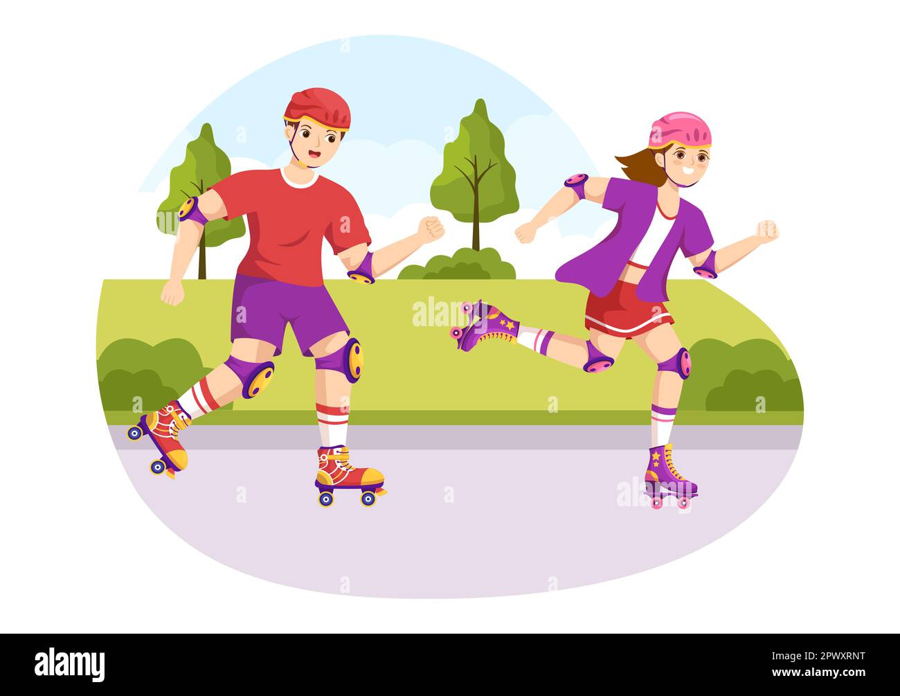 People Riding Roller Skates in City Park for Outdoor Activity, Sports ...