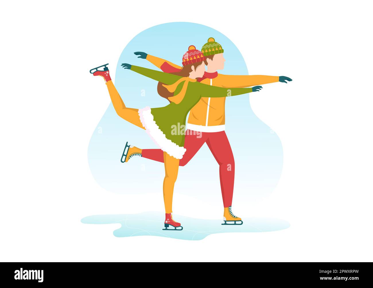 People Skating on Ice Rink Wearing Winter Clothes for Outdoor Activity ...