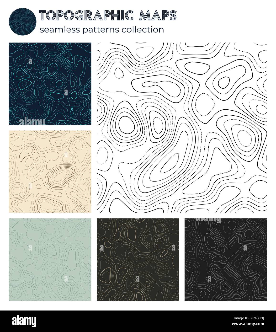 Topographic maps. Attractive isoline patterns, seamless design. Awesome ...