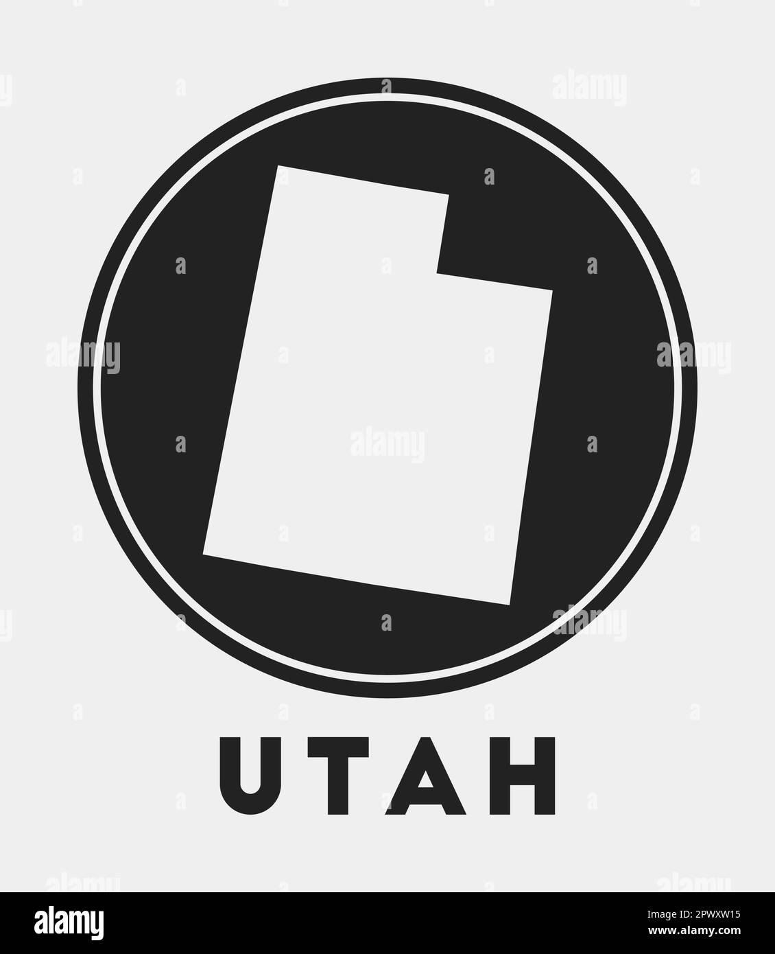 Utah icon. Round logo with US state map and title. Stylish Utah badge ...