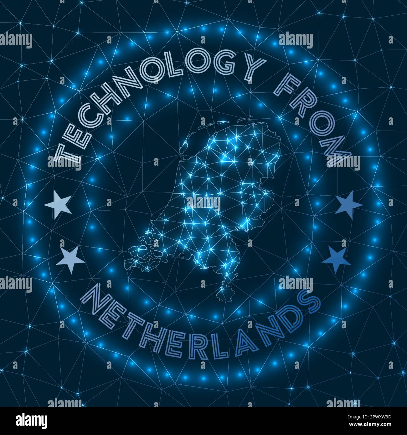 Technology From Netherlands. Futuristic geometric badge of the country ...