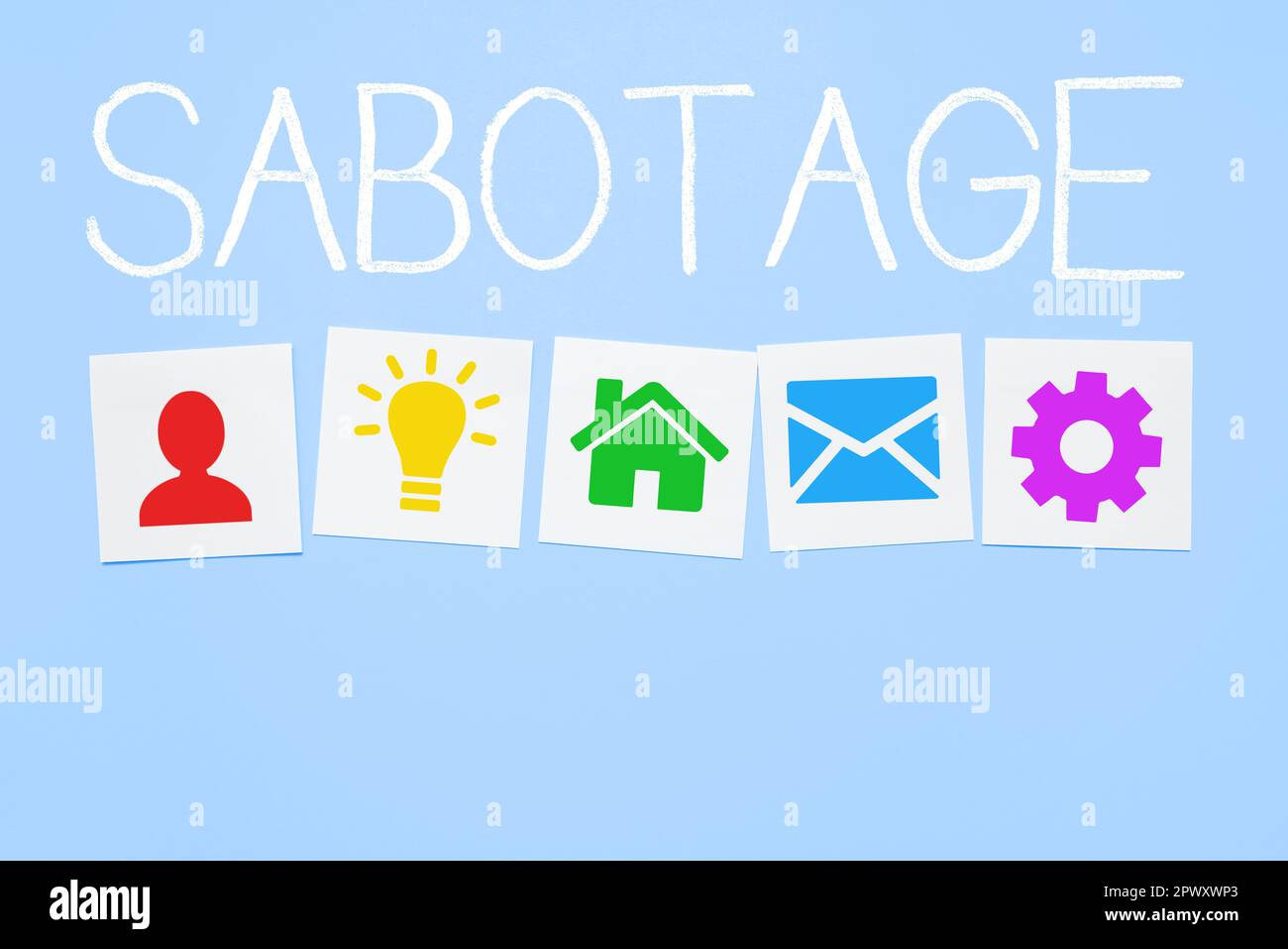 Text caption presenting Sabotage, Concept meaning destruction of an ...