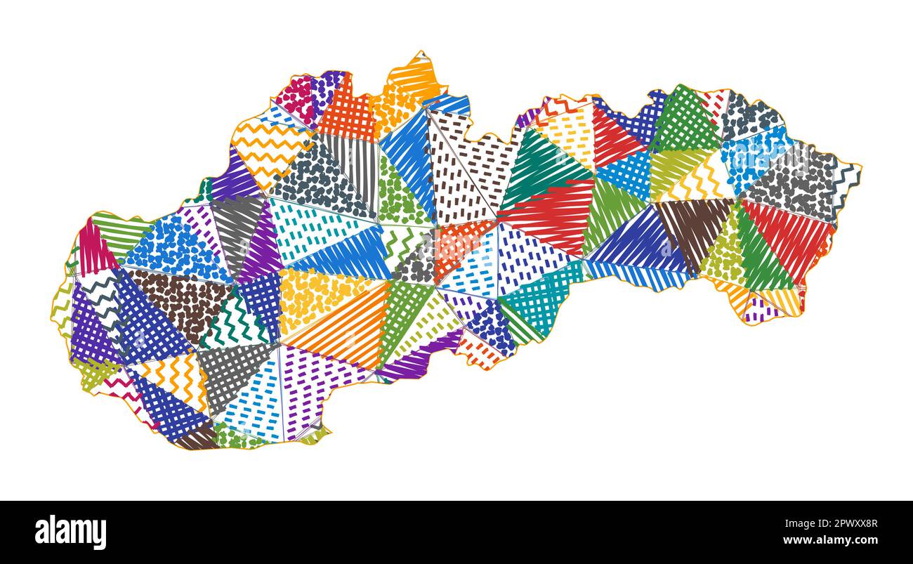 Kid style map of Slovakia. Hand drawn polygons in the shape of Slovakia ...